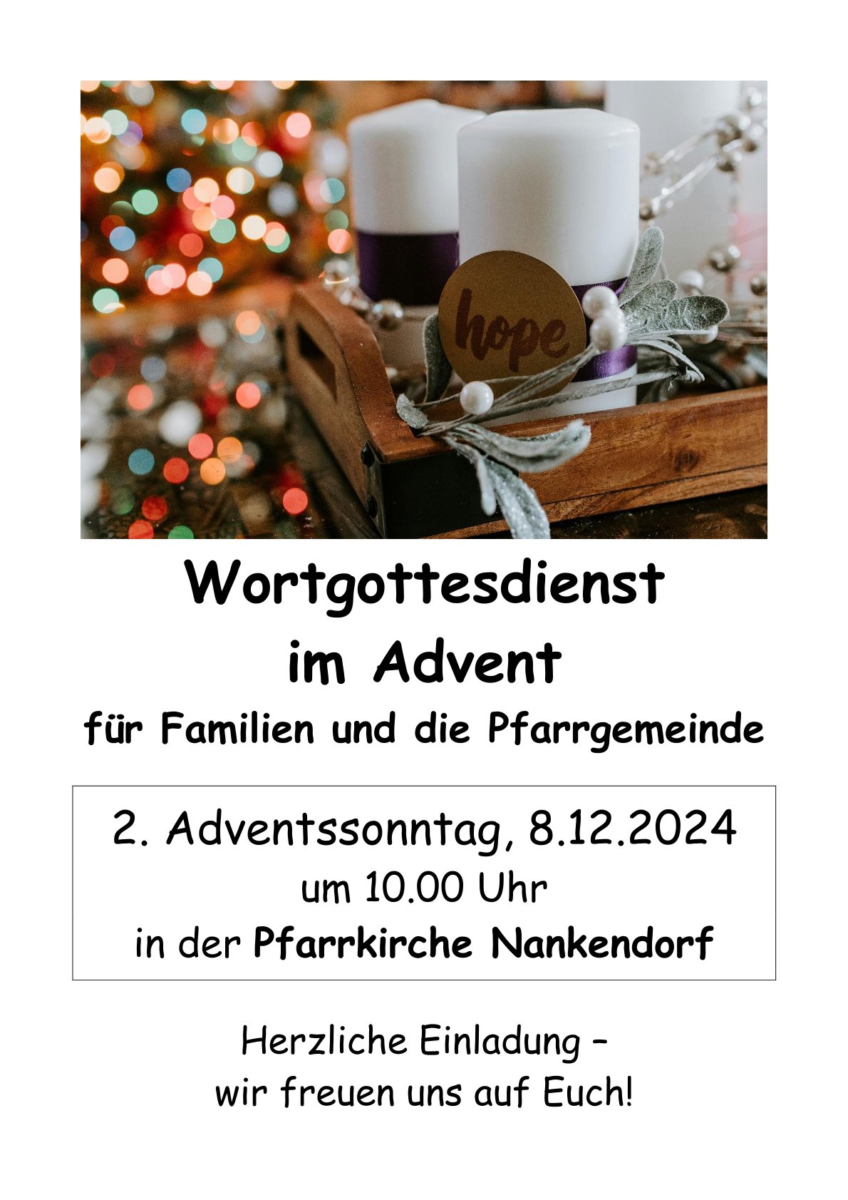 Veranstaltungshinweis Wortgottesdienst im Advent für Familien – Pfarrei ...